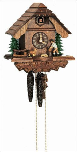 10" Wood Chopper and Black Forest Dog German Cuckoo Clock ...